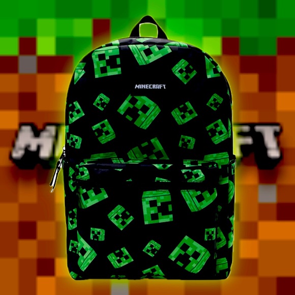 minecraft | Bags | Minecraft Creeper 7 Laptop Backpack Black Green ...